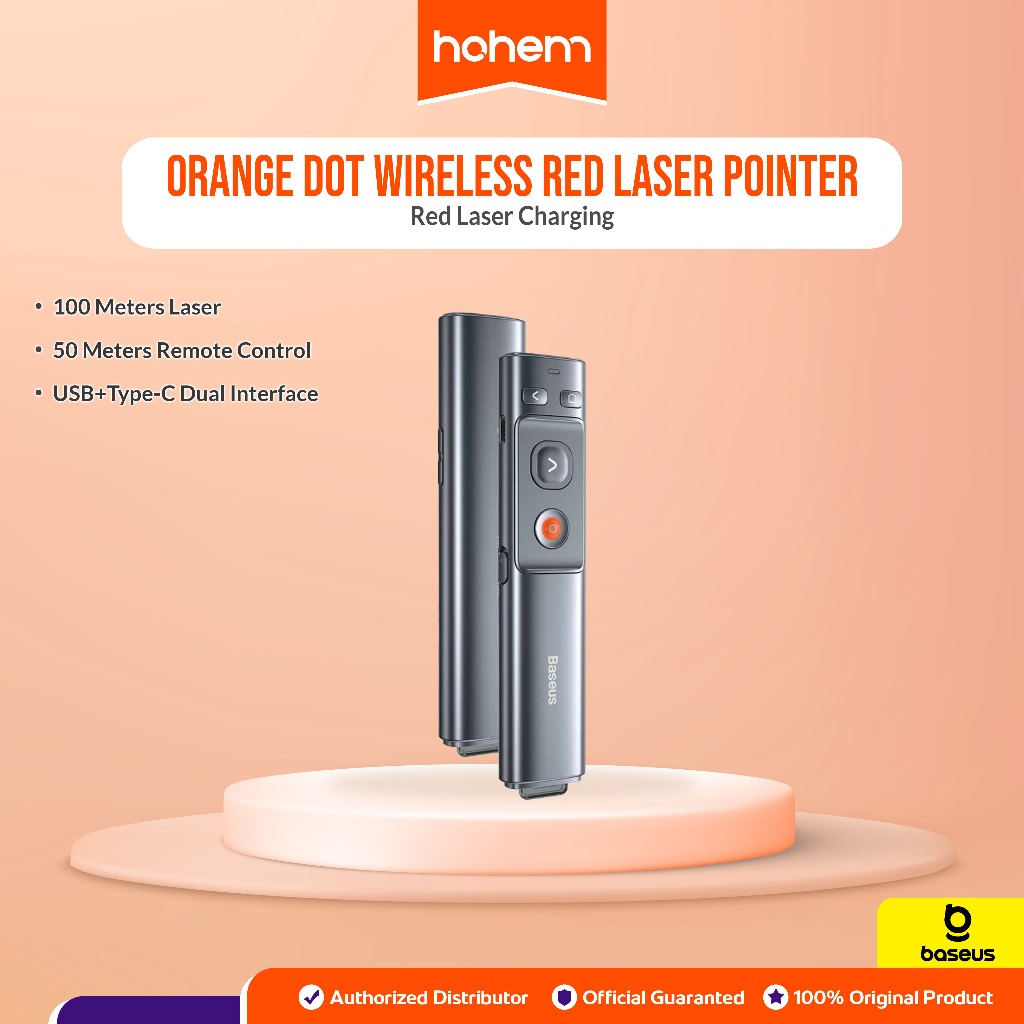 Jual Baseus Orange Dot Wireless Red Laser Pointer Charging Version ...