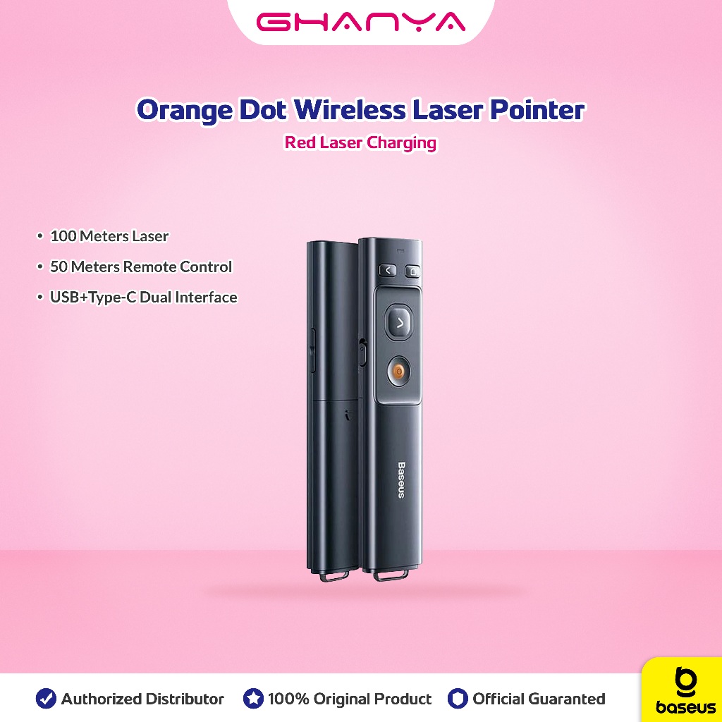 Jual BASEUS ORIGINAL Orange Dot Wireless Laser Pointer Presenter Type C ...