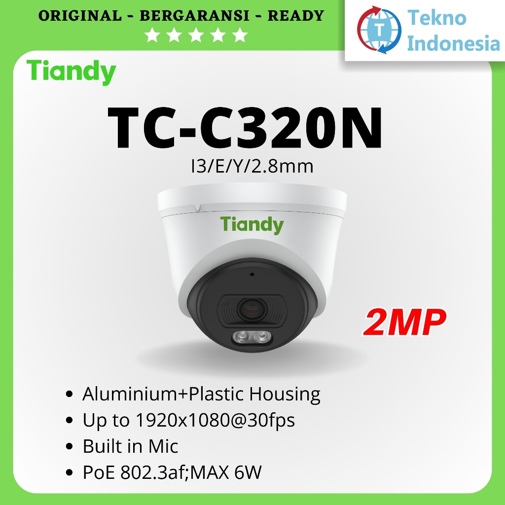 Jual Tiandy TC C320N 2MP IR Audio Fixed Turret Camera IP CCTV Indoor | Shopee Indonesia