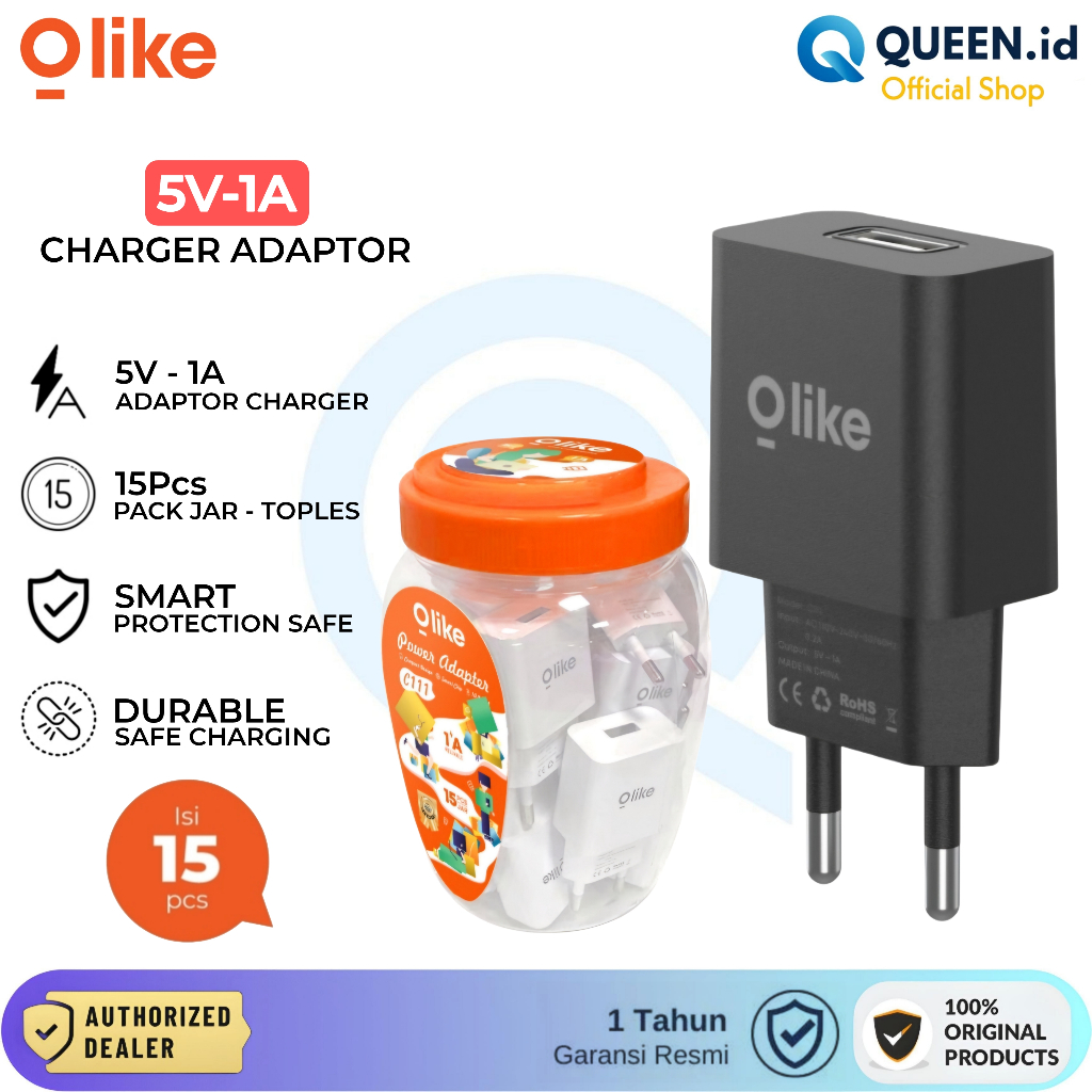 Jual (15Pcs / Toples) Olike C111 Charger Adaptor 5V - 1A USB Port ...