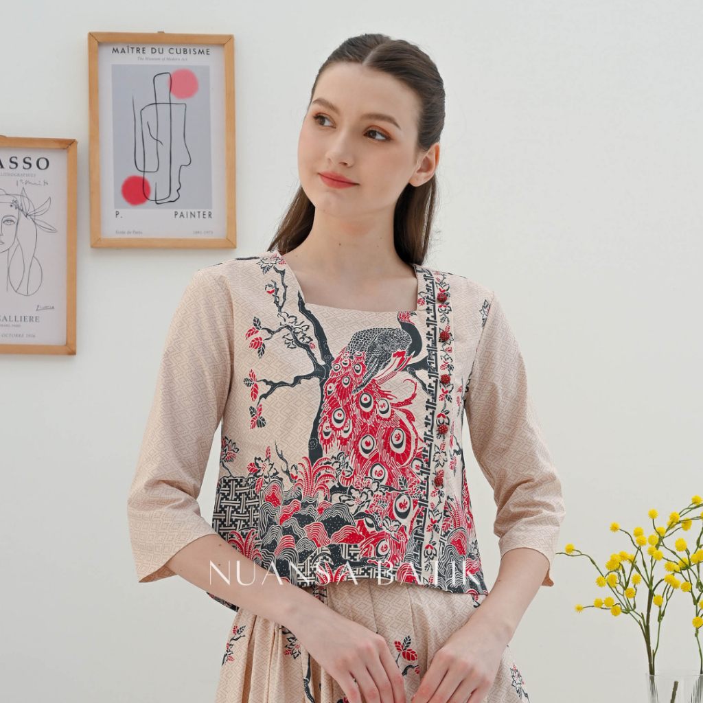 Jual Nuansa Batik Blouse Batik Model Crop Lengan 7/8 Bahan Katun ...