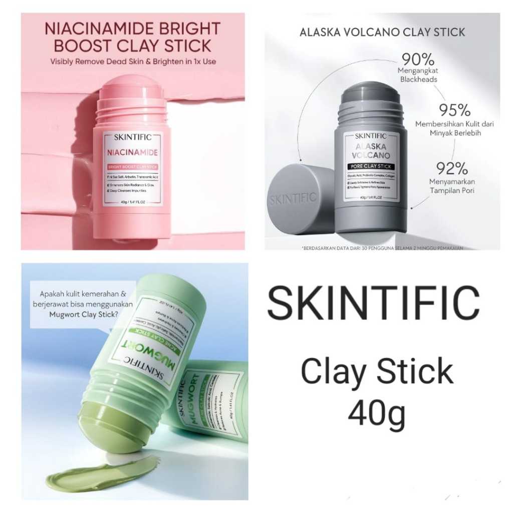 Jual SKINTIFIC Mugwort / Alaska Volcano / Niacinamide Clay Stick 40g ...