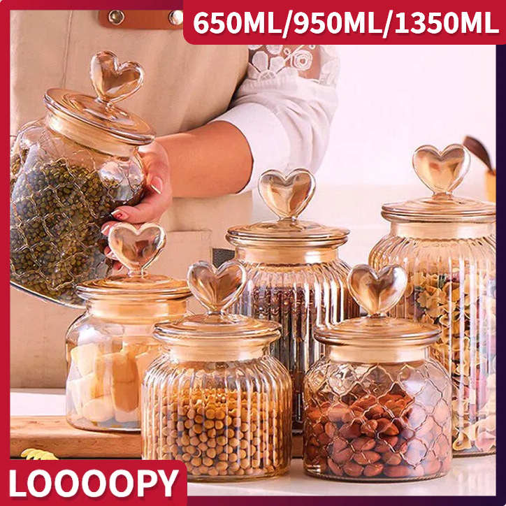 Jual [COD] Snack Jar Toples Botol Kaca Hati Bulat Transparan Tempat ...