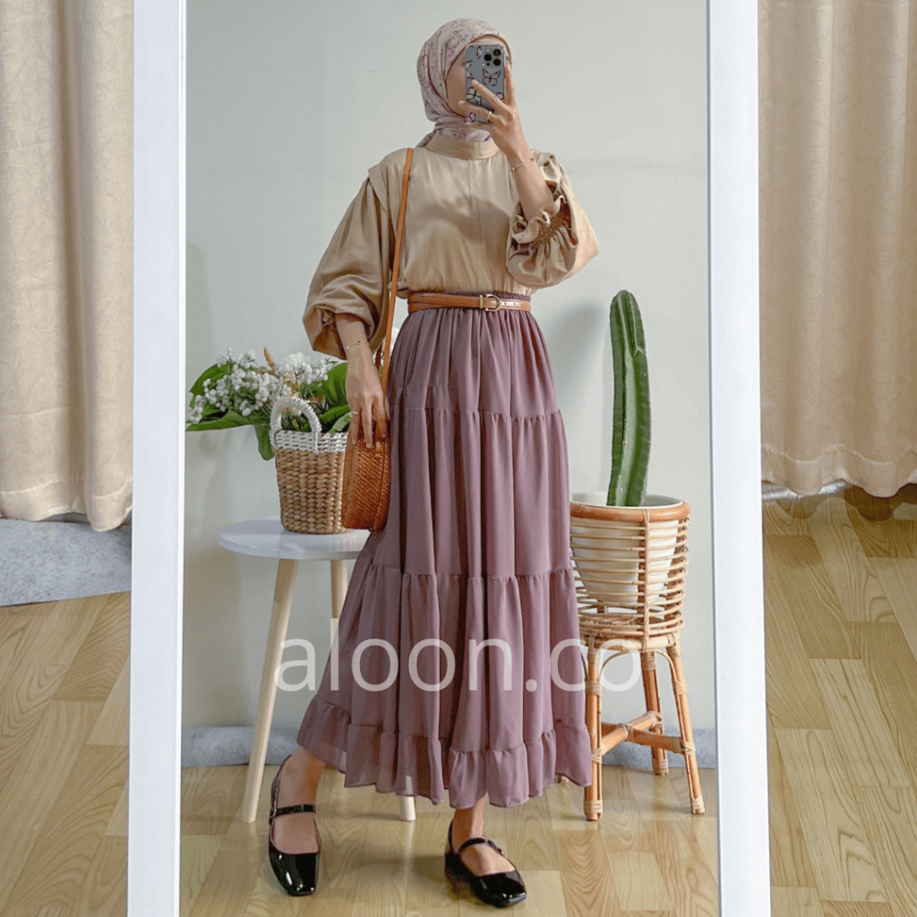 Jual Serena Rok Midi Rempel Ceruty Babydoll Premium – Rok Susun Ruffle ...