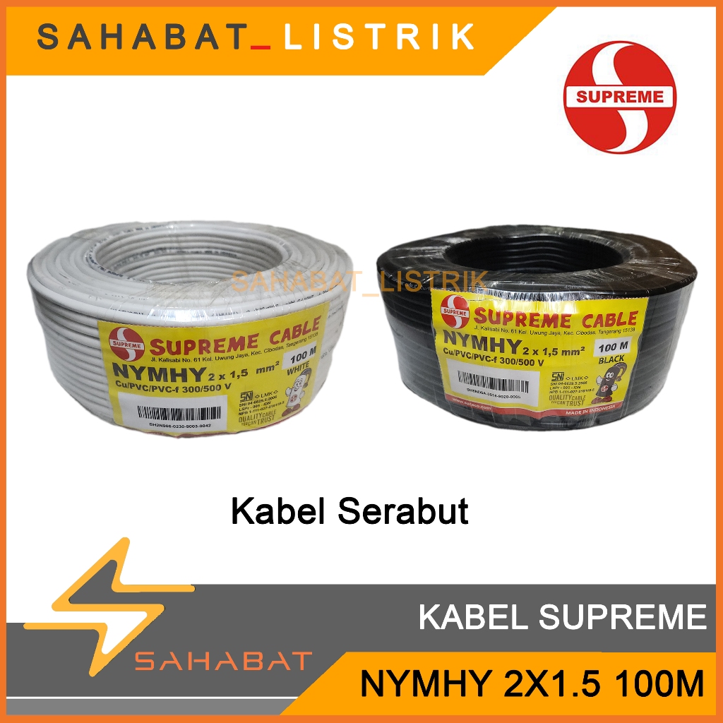 Jual KABEL SUPREME SERABUT NYMHY/ NYYHY 2X1.5 MM 100M | Shopee Indonesia