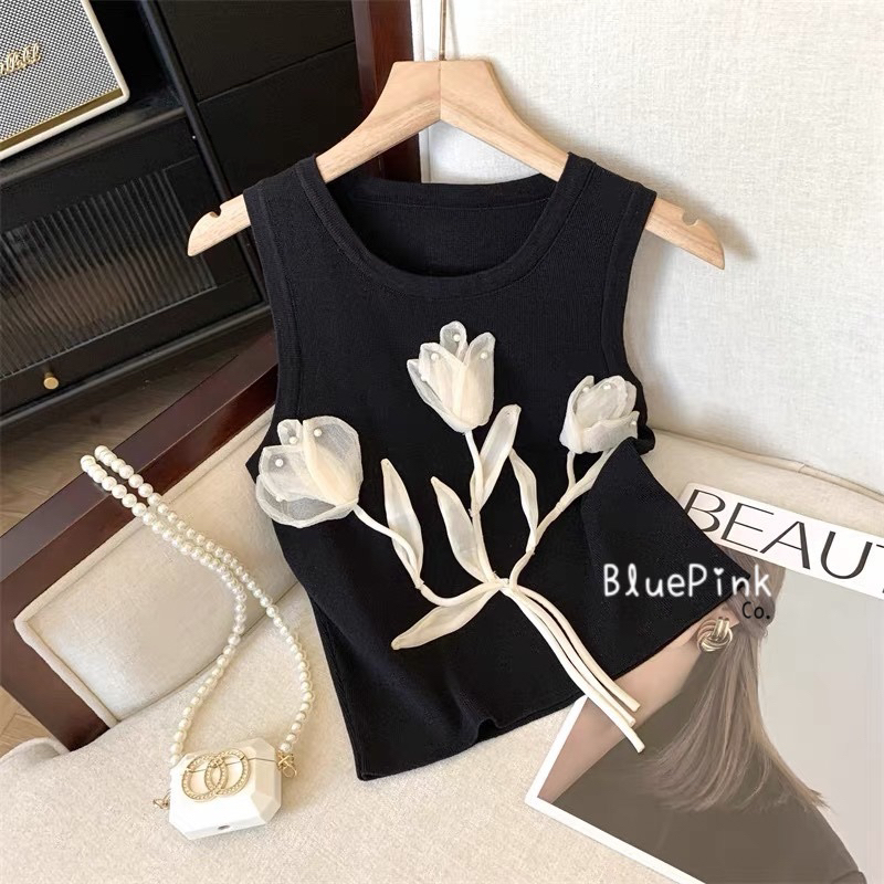 Jual BLUEPINKCO TULISA FLOWER TOP S M L XL Atasan Wanita Bunga White ...