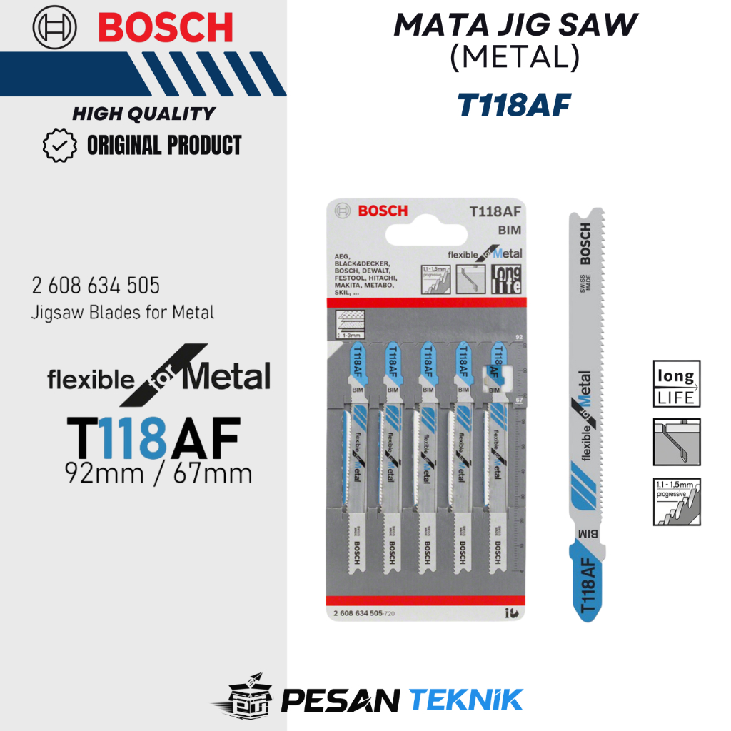 Jual Mata Jigsaw Gergaji Besi Seng Clean for Metal BOSCH T118AF ...