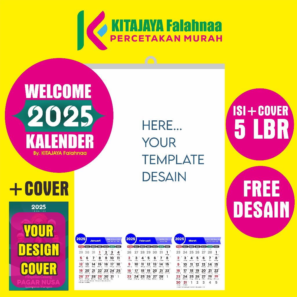 Jual KALENDER 2025 ISI 5 LBR/KALENDER DINDING/KALENDER CUSTOM/KALENDER ...
