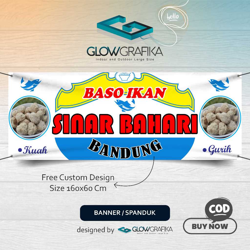 Jual Cetak Spanduk Banner Baso Ikan Sinar Bahari Menarik | Shopee Indonesia