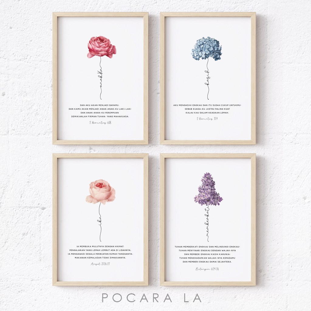 Jual Hiasan Dinding Bingkai Poster Ayat Alkitab Kristen Bermotif Bunga ...