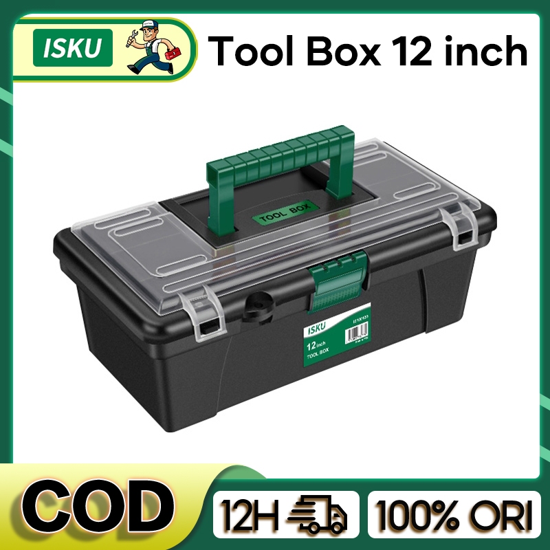 Jual ISKU Plastik Tool Box 12 Inch Kotak Alat Multifungsi Plastik Mini Kotak Alat Portabel ...