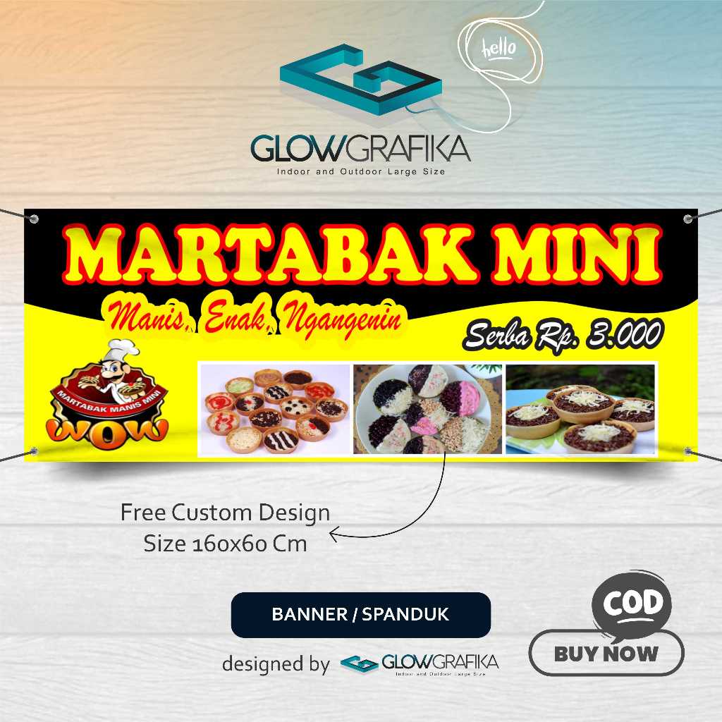 Jual Cetak Spanduk Banner Martabak Mini Kuning Hitam | Shopee Indonesia