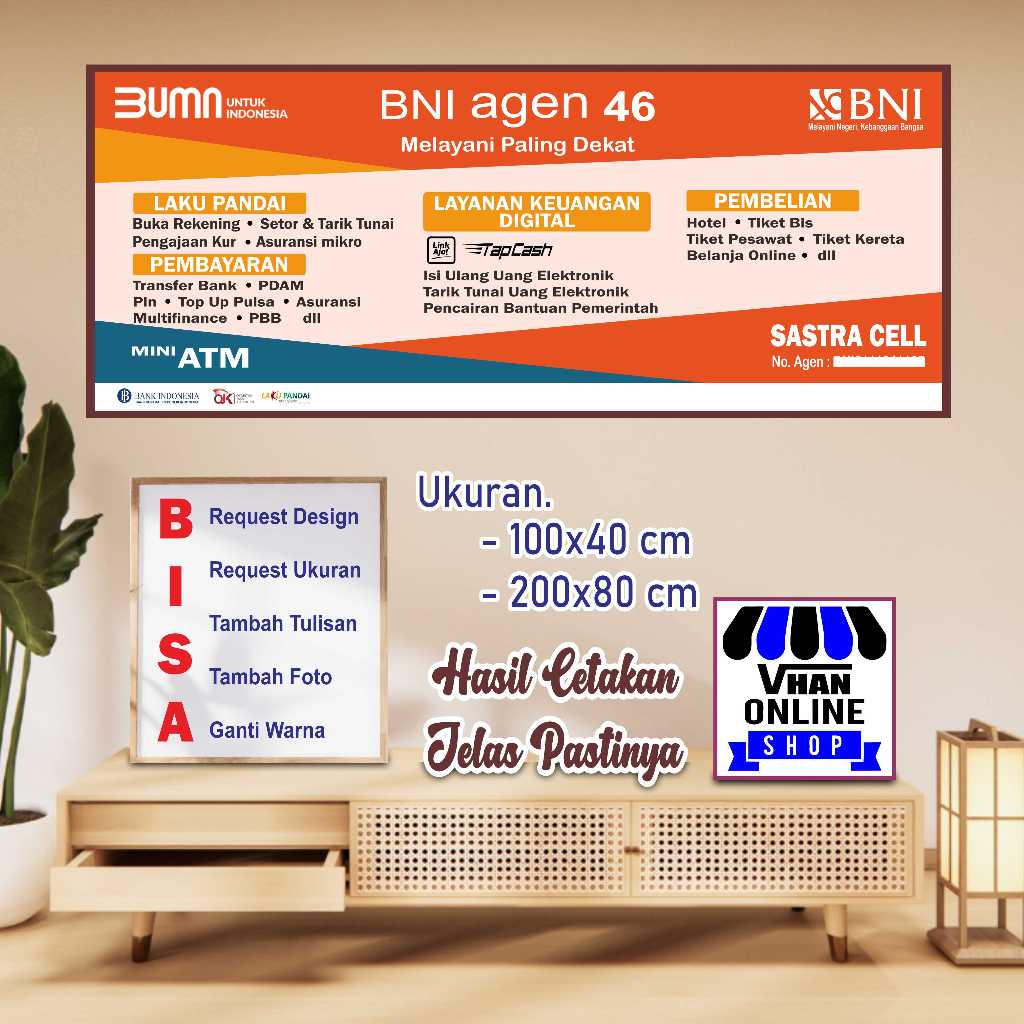 Jual Design Spanduk Banner Warna Orange Konter Agen BNI Keren Murah ...