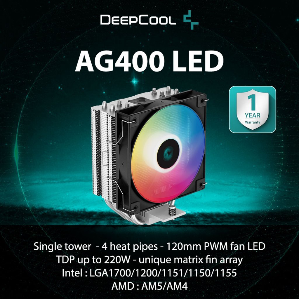 Jual Deepcool AG400 LED Fixed CPU Cooler | Shopee Indonesia