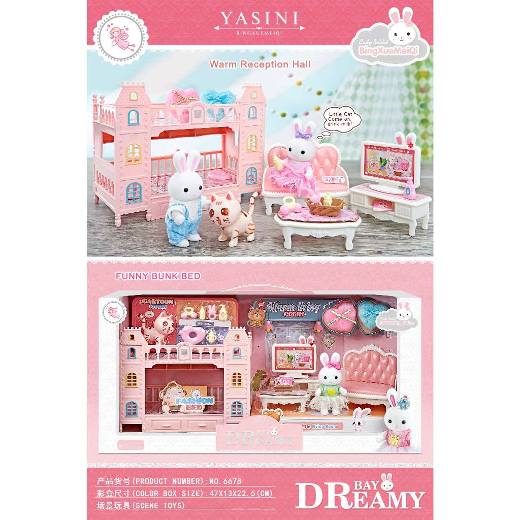 Jual Dreamy Bay Yasini Cute Bunny Fun Rabbit Villa Mainan Rumah Boneka ...