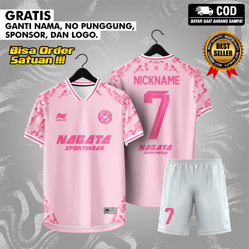 Jual Jersey futsal pink cewek / jersey futsal custom nama + no punggung ...