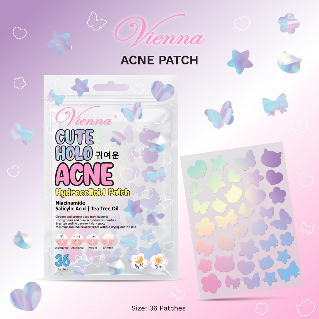 Jual VIENNA ACNE HYDROCOLLOID PATCH CUTE HOLO - 36 PATCHES | Shopee ...