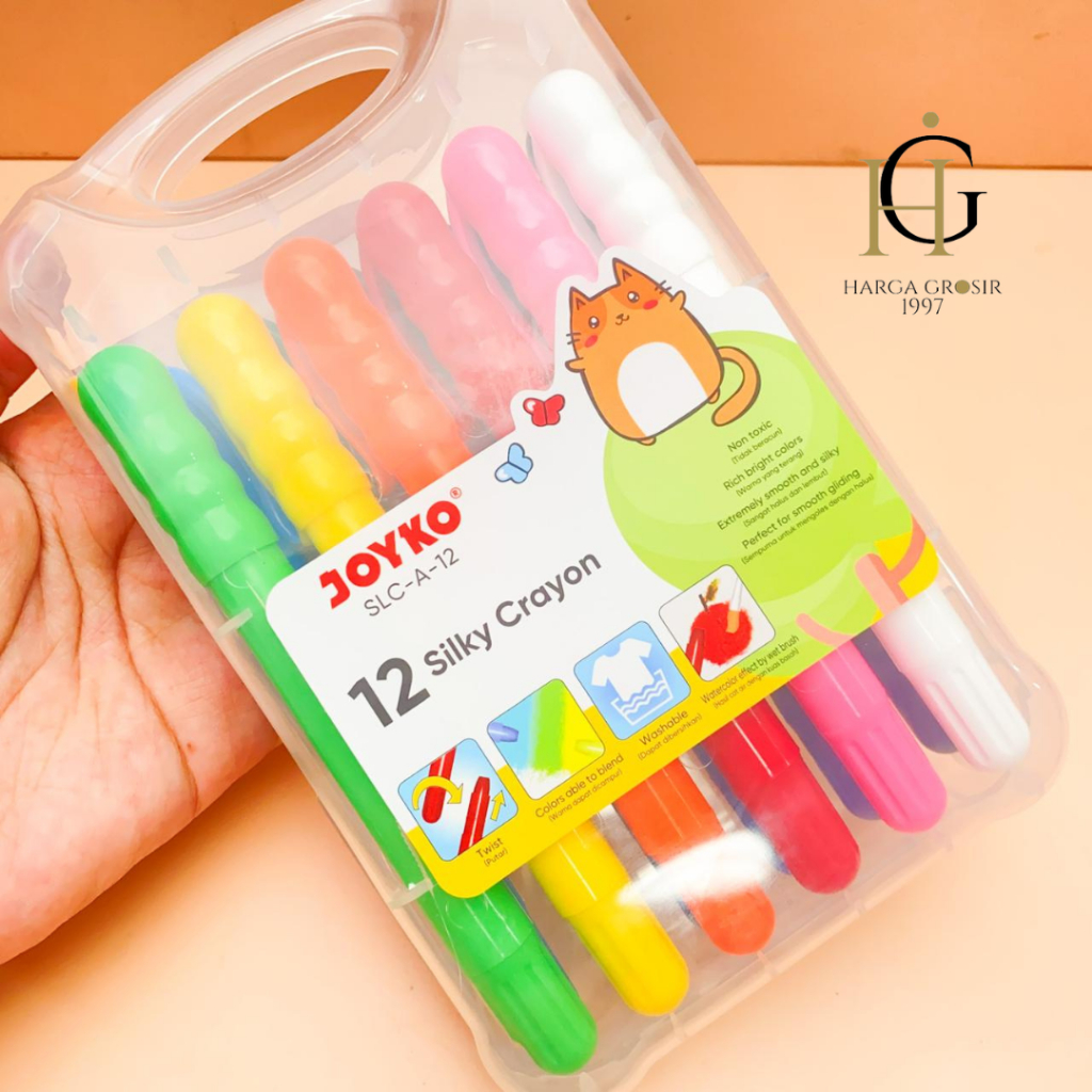 Jual krayon SLC-A Joyko Silky isi 12 pcs Crayon krayon halus Warna ...