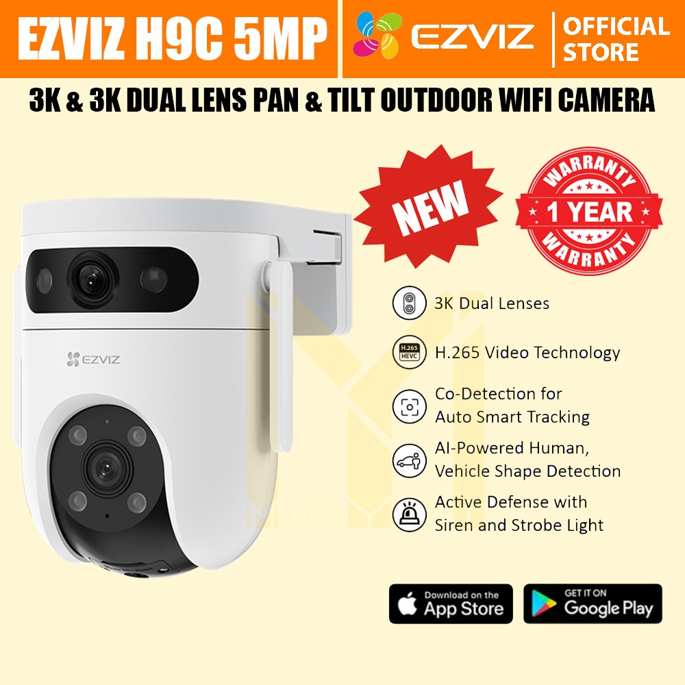 Jual EZVIZ H9C Dual 5MP 3K & 3K DUAL LENS SMART OUTDOOR PAN & TILT CCTV CAMERA / Fixed 5MP + PTZ ...