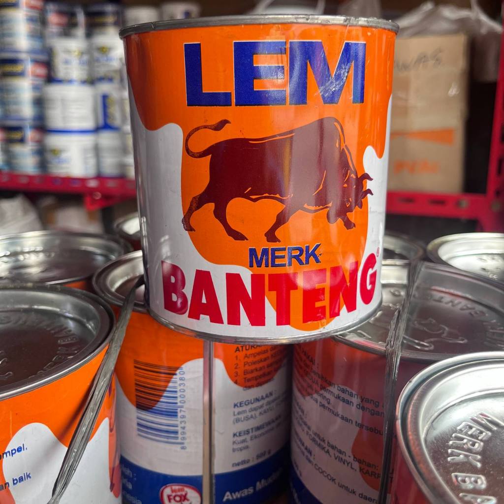 Jual Lem Banteng Kaleng Besar 500 gr SUPER Lem kuning aibon hpl kulit ...