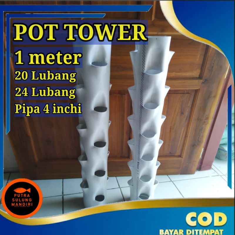 Jual Media tanam tanah pot tower vertikal 20 dan 24 lubang pipa type D ...
