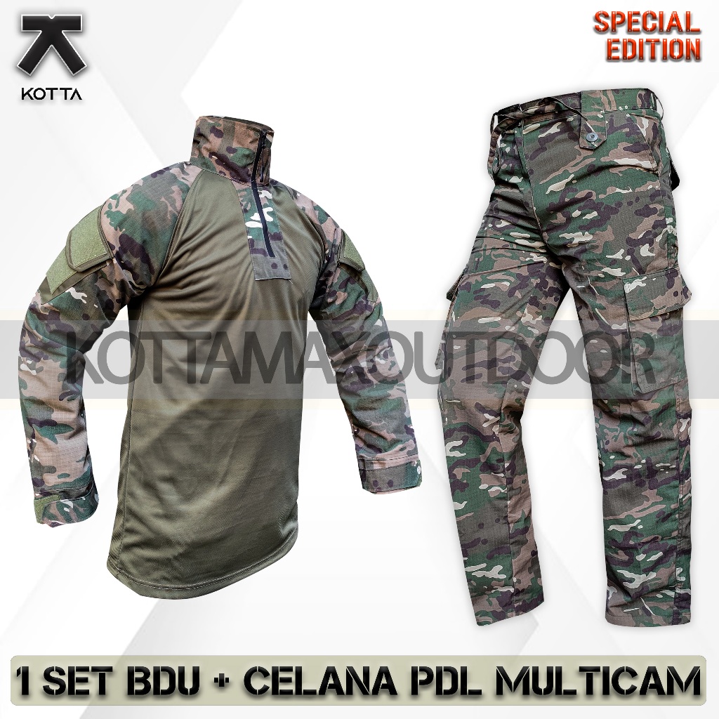 Jual Satu Set Baju BDU Tactical Lengan Panjang Cargo Celana Tactical Pria Multicam Army | Shopee ...
