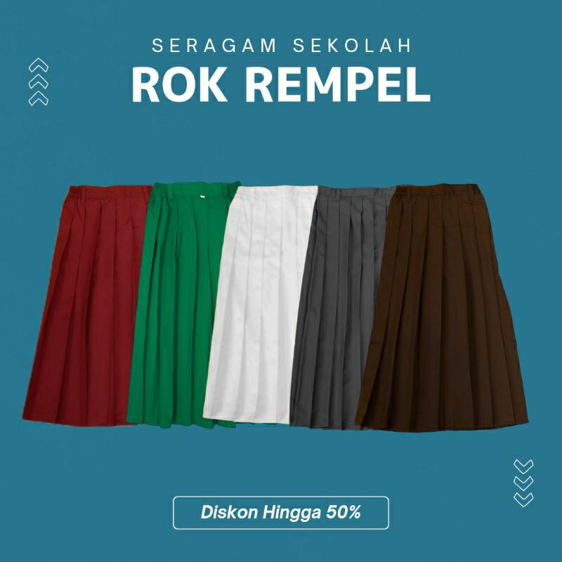 Jual Rok Rempel Panjang SD MI Lengkap Kelas 1-6 Warna Merah Putih Hijau Hitam Coklat | Shopee ...