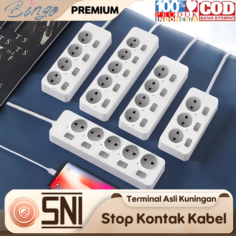 Jual Stop Kontak Kabel Switch Kabel Listrik Colokan SNI 3/4/5 Lubang 3 ...