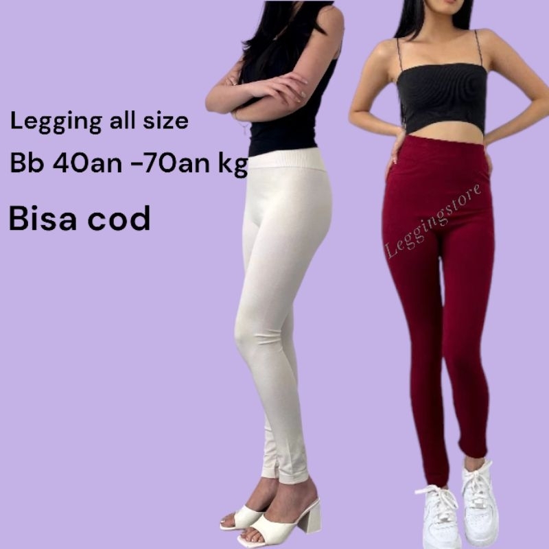 Jual Celana Legging Wanita Highwaist Leging Polos Up to Jumbo | Shopee ...
