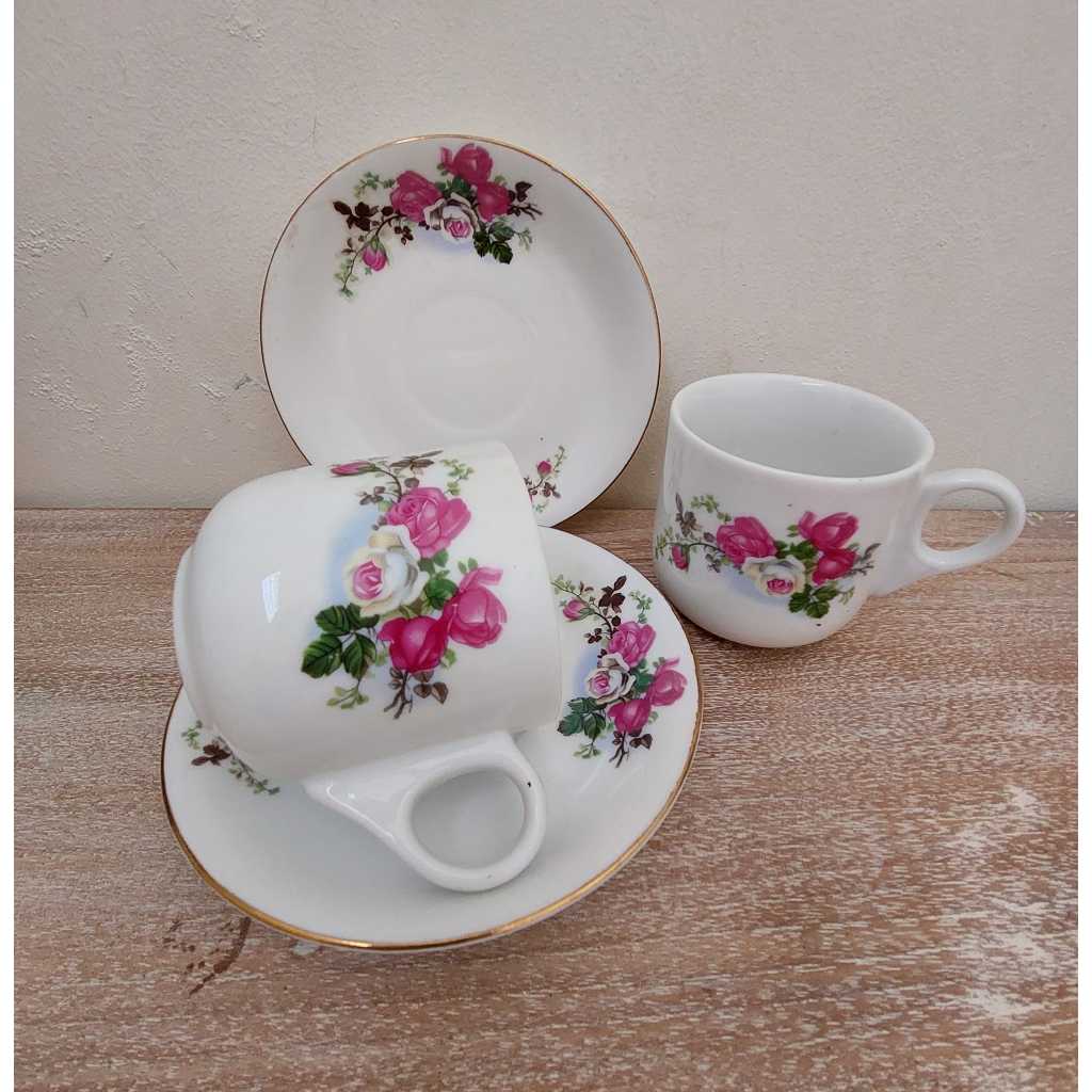 Jual cangkir keramik set china lawas 5 roses 2 set | Shopee Indonesia