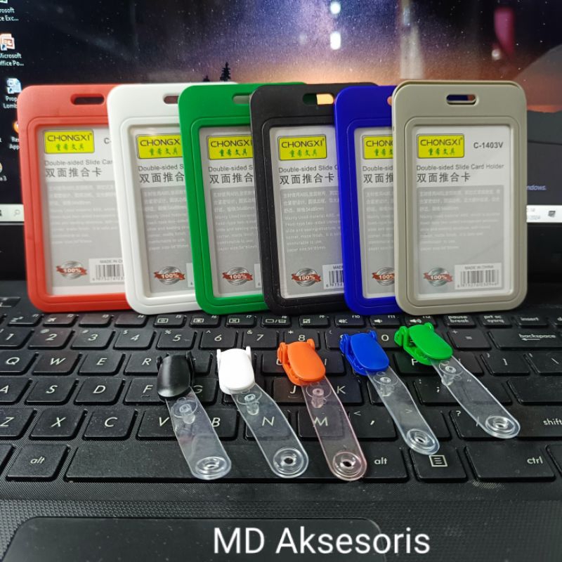 Jual Tempat Kartu Id Card Plastik Sliding 2 Sisi Bening Transparan ...
