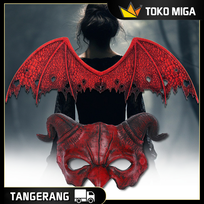 Jual Topeng Setengah Wajah Topeng Iblis Sayap Iblis Devil Mask Wing ...