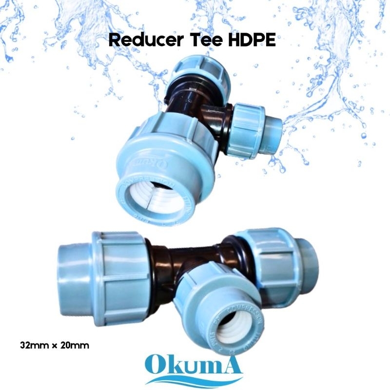 Jual Reducer Tee HDPE Okuma 1inc x 1/2 inc fitting HDPE Compression ...