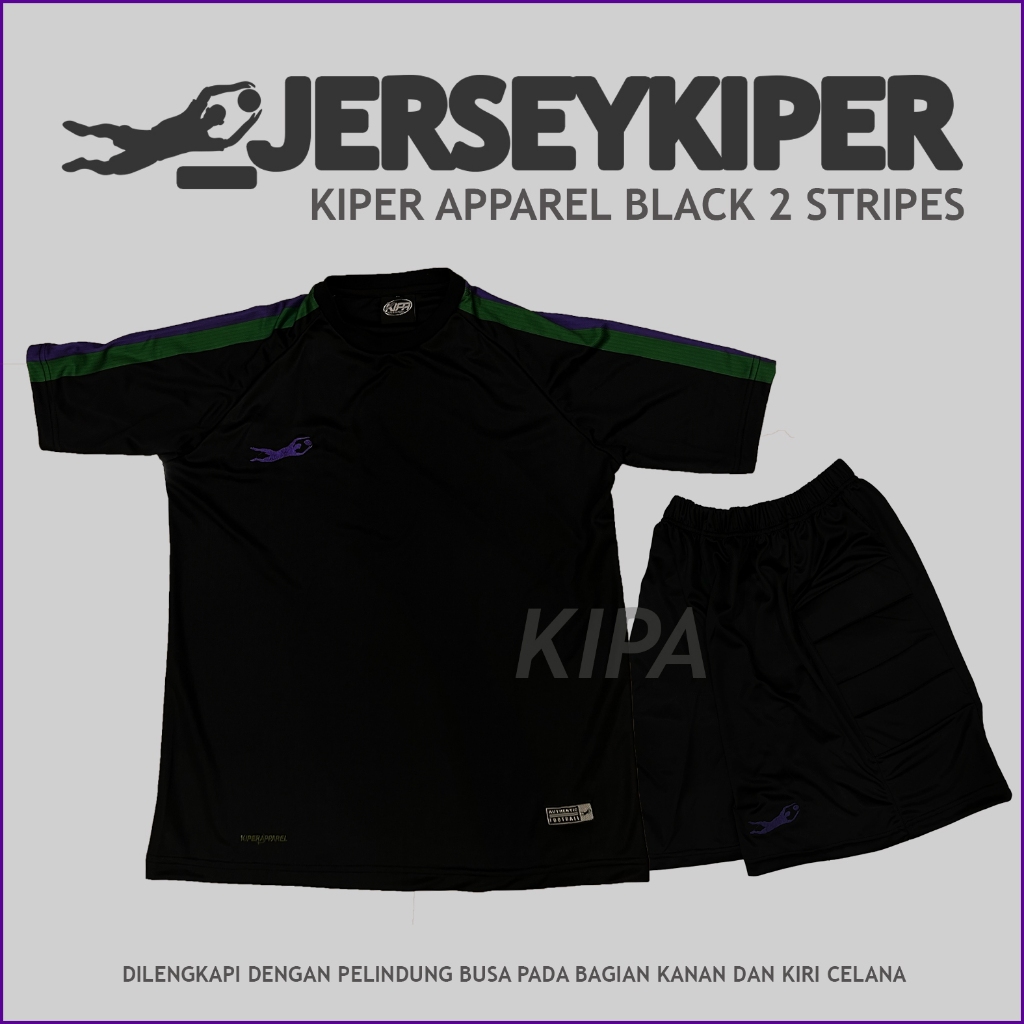 Jual Jersey Kiper Apparel 2 Stripes Black Short Sleeve / Lengan Pendek ...