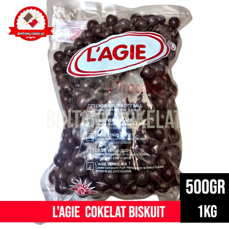 Jual Lagie chocolate city ball cokelat isi biskuit 1 kg | Shopee Indonesia