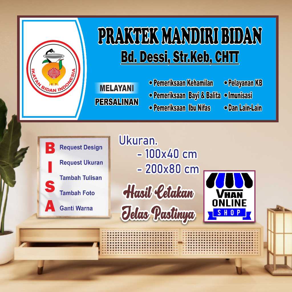 Jual Design Warna Biru Spanduk Banner MMT Praktek Mandiri Bidan ...