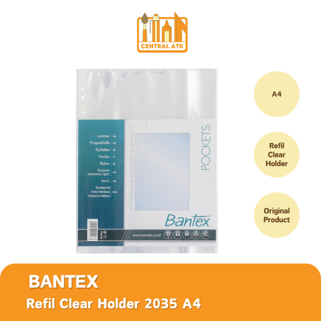 Jual REFILL POCKET CLEAR HOLDER BANTEX A4 2035 PLASTIK JERUK (ISI 20PCS ...