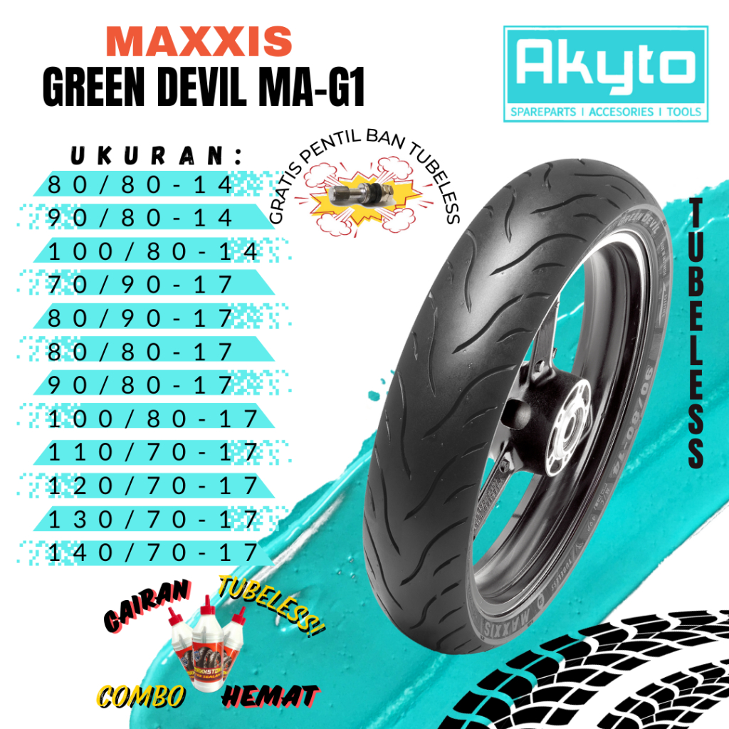 Jual BAN MAXXIS GREEN DEVIL MA-G1 TUBELESS BAN MOTOR FREE PENTIL / RING ...