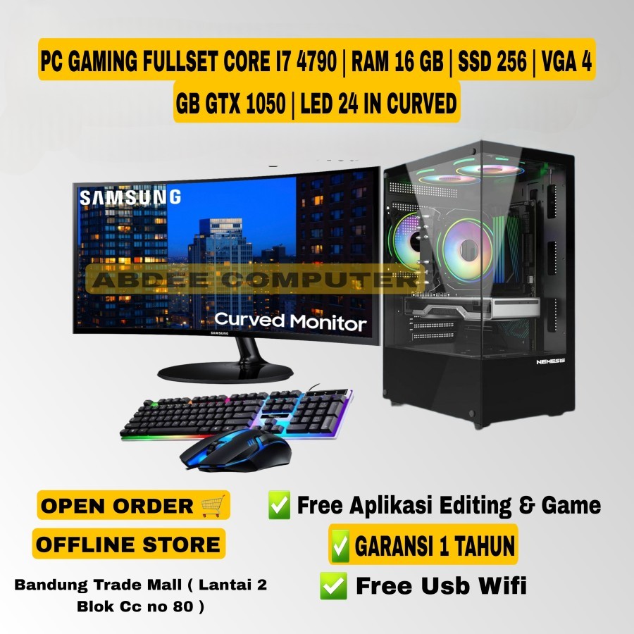 Jual Pc Gaming Fullset Core i7 4790 Ram 16 Gb Ssd 256 Gb Vga 4 Gb GTX 1650 GDDR6| LED 24 IN ...