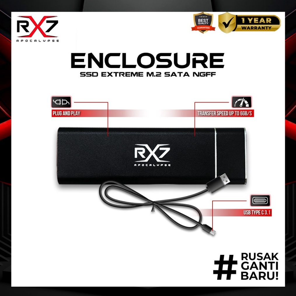 Jual CASING SSD ENCLOUSURE RX7 M2 NGFF SATA USB3 SSD ENCLOSURE KODE ...