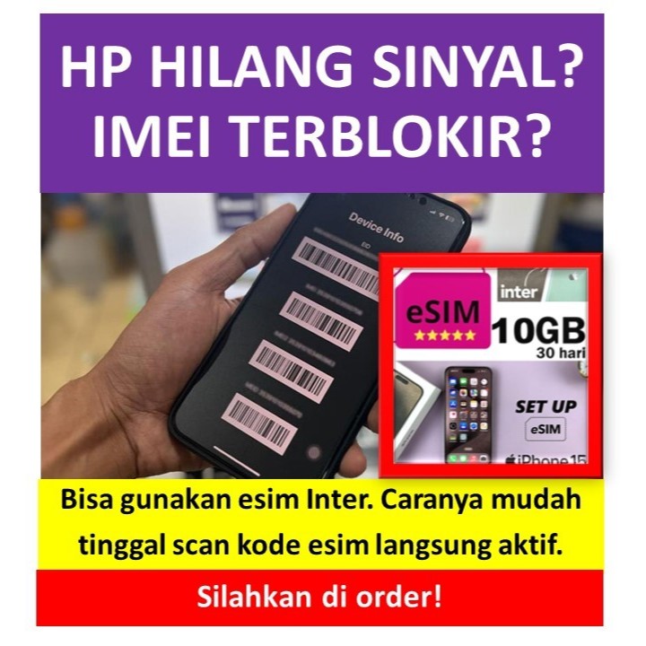 Jual esim imei terblokir hp inter | 3gb 5gb 10gb real 30hari | roaming ...