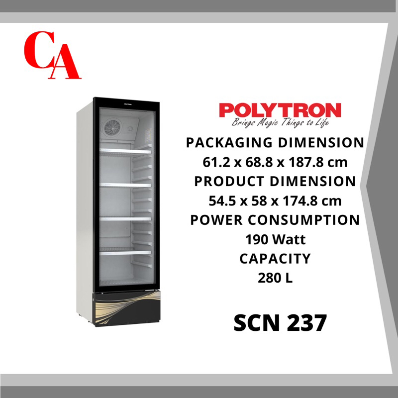 Jual POLYTRON showcase fastcool borderless 280 liter SCN 237 SCN237 SCN ...
