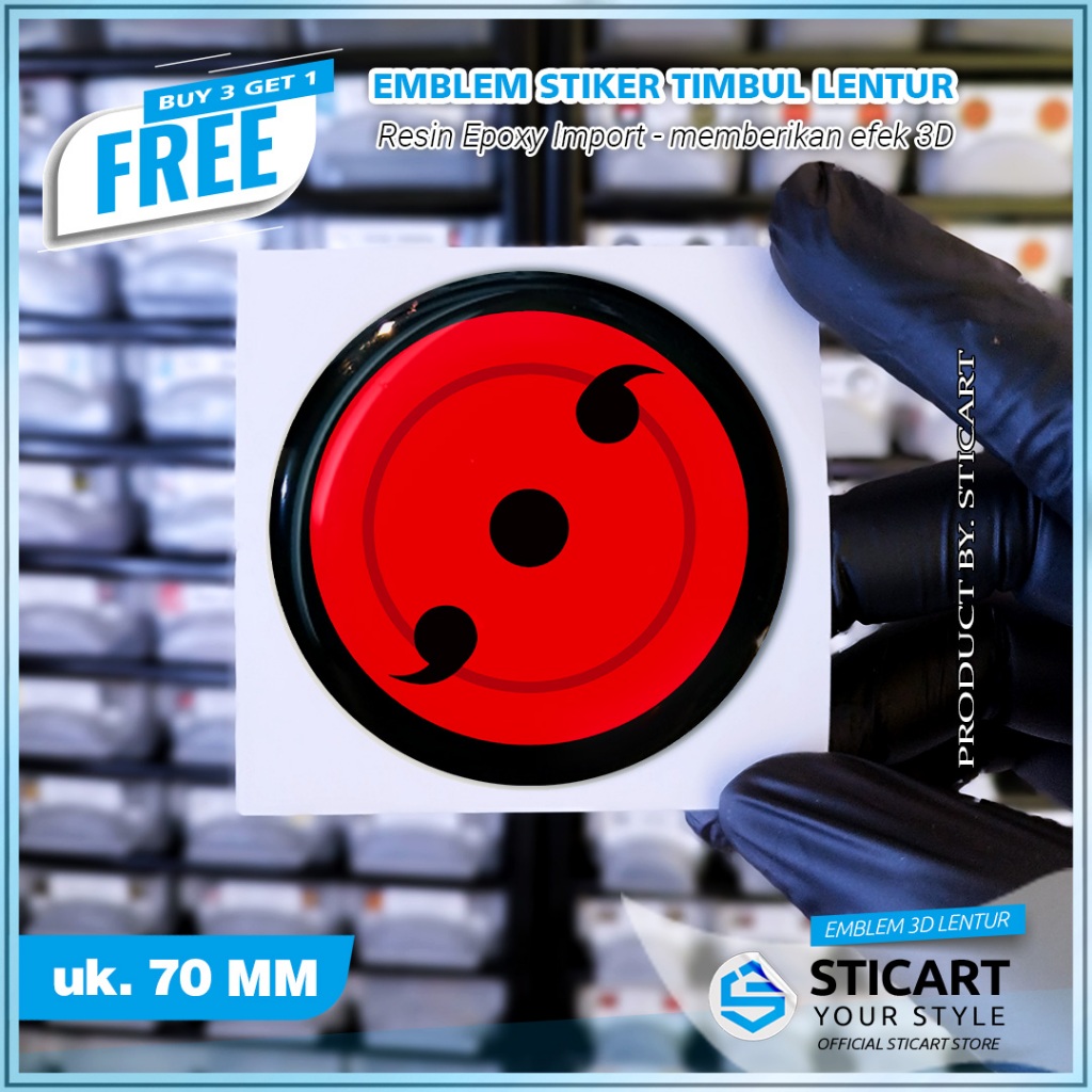 Jual EMBLEM SHARINGAN DUA TOMOE TIMBUL STIKER MOTOR 70 MM EMBLEM 3D ...