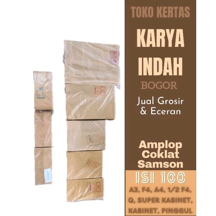 Jual Amplop Samson Coklat isi 100 Ukuran DF/A3, Folio, Kwarto, Setengah ...