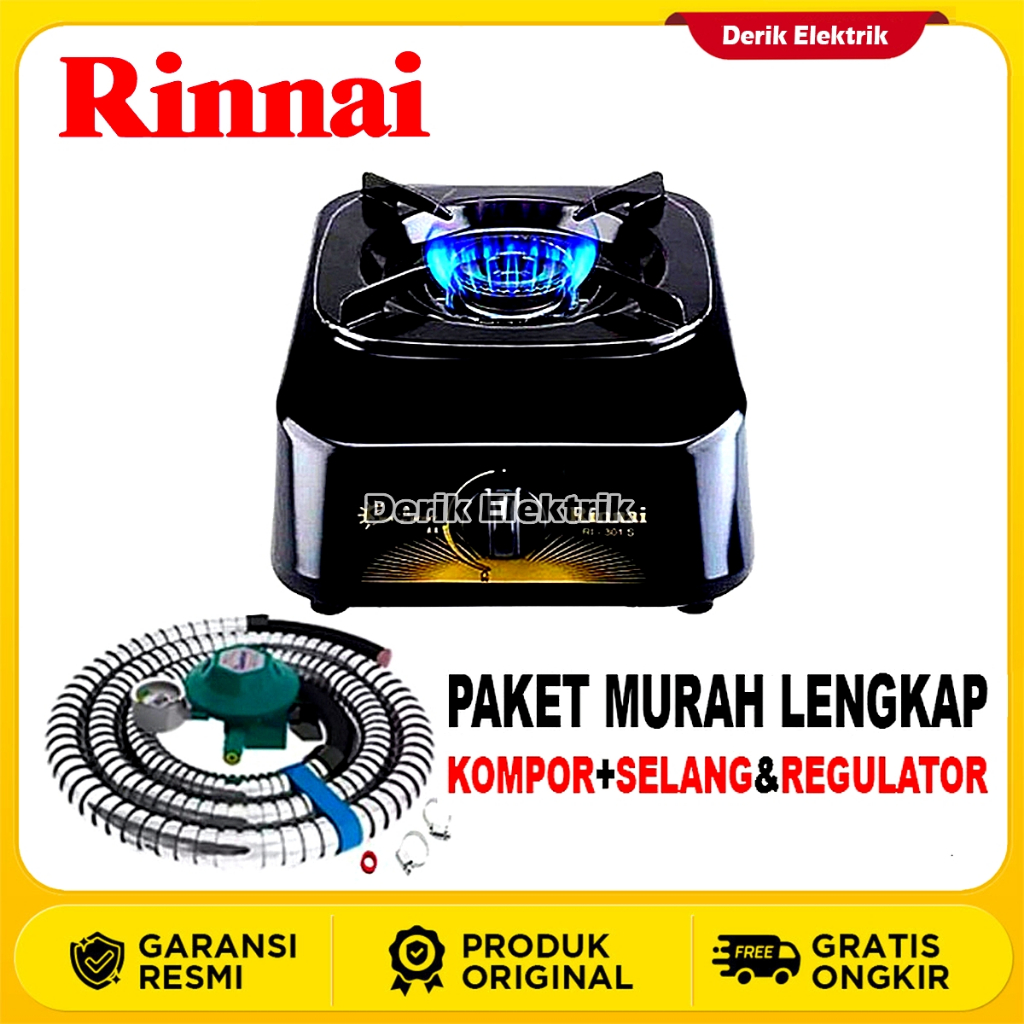 Jual RINNAI KOMPOR GAS 1 TUNGKU RI301S / RI201S PAKET SELANG REGULATOR ...