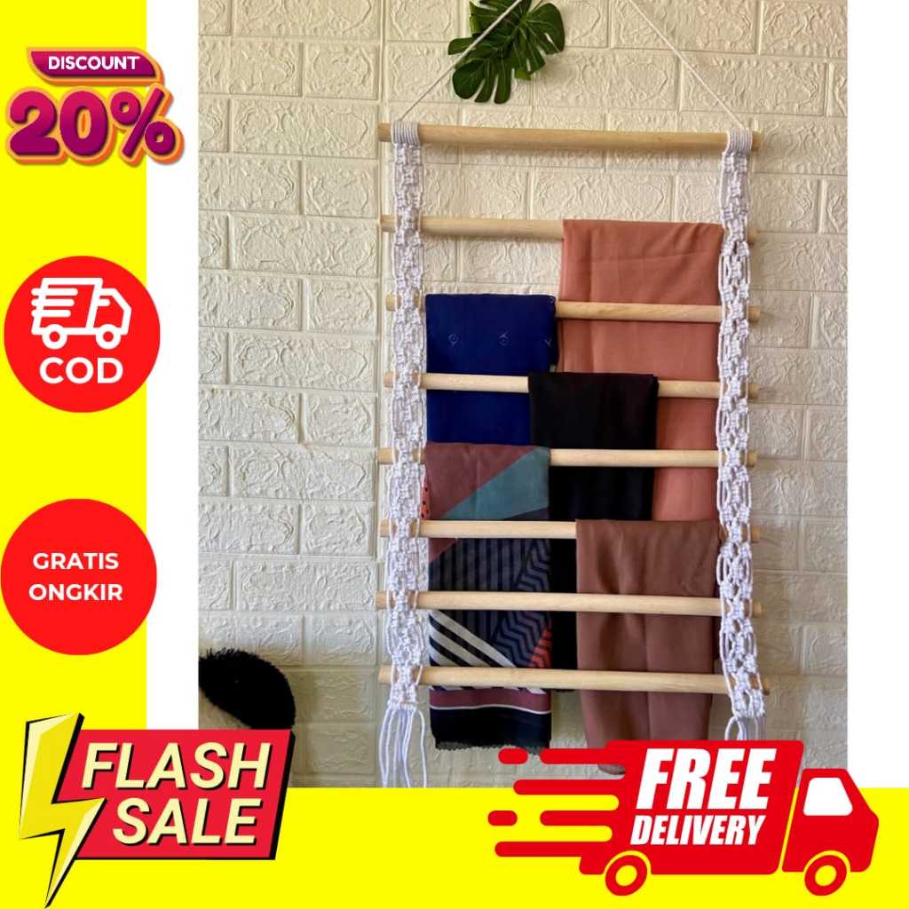 Jual Ladder Hanger 8 Susun 4 Susun Anyaman Tali Macrame Kayu Dowel ...