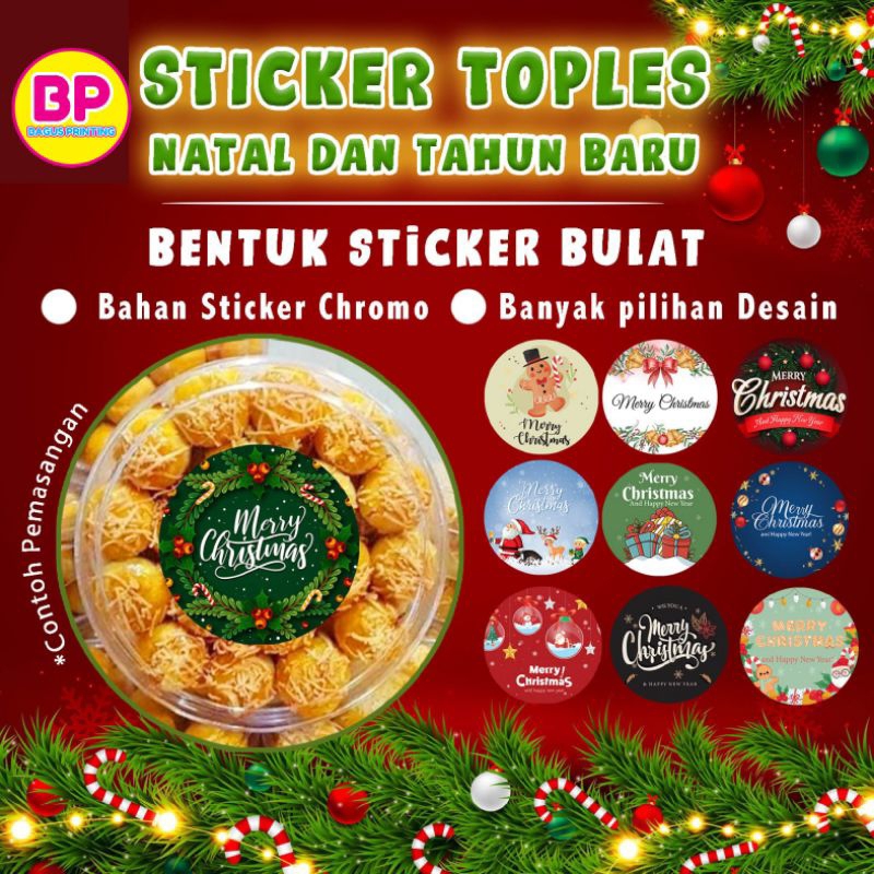 Jual Isi 50 pcs Sticker Toples / Sticker Natal Merry Christmas ...