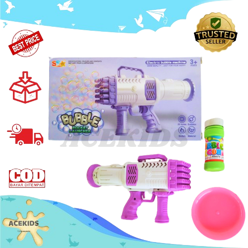 Jual Mainan Anak Bubble Gun Bazoka 25 Hole Rocket Launcher Gelembung ...