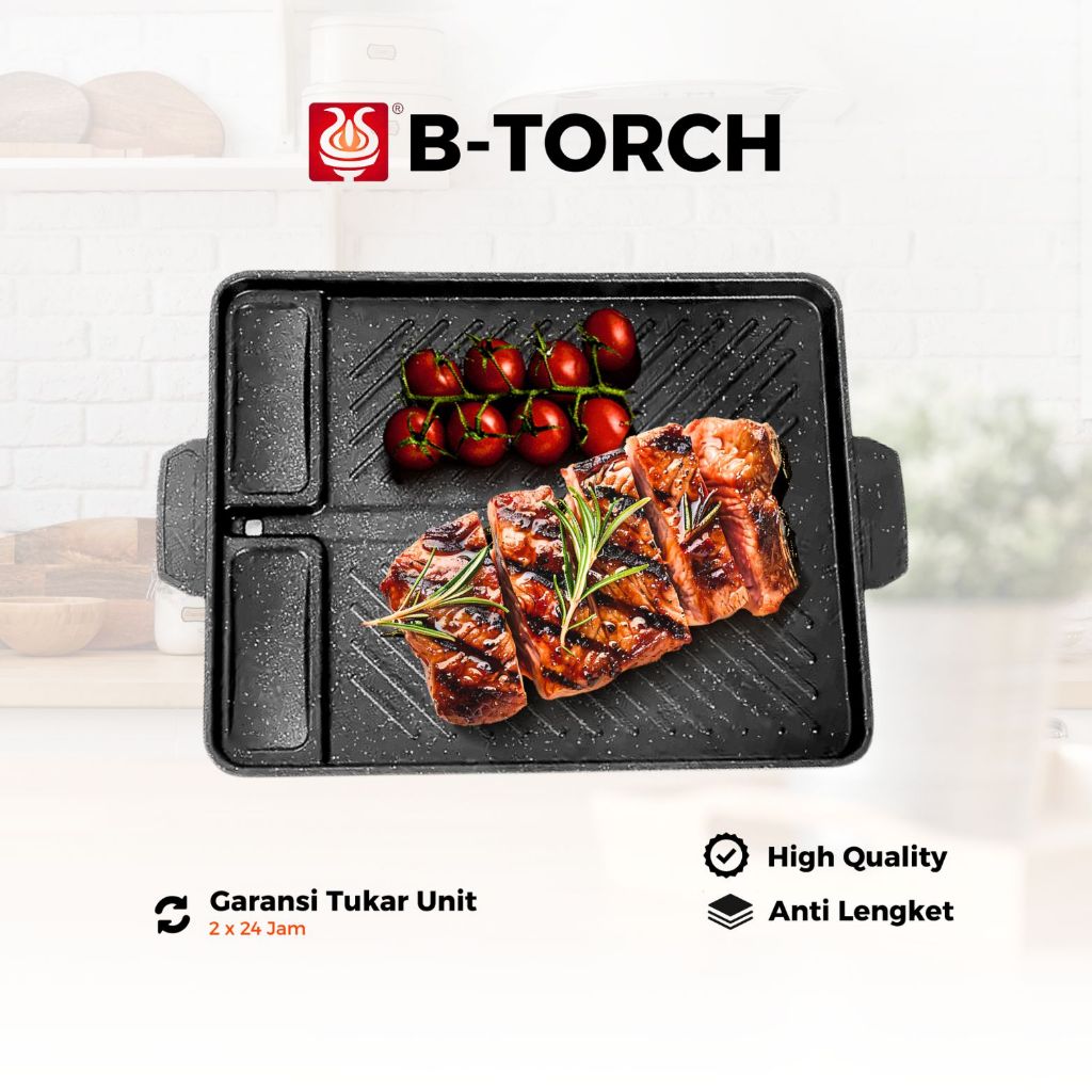Jual B-TORCH Grill Pan Panggangan BBQ Tray Grill Pan | Shopee Indonesia