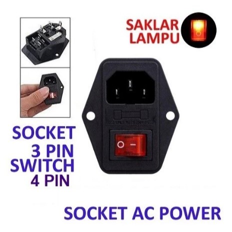 Jual Soket AC 3in1 + Saklar Lampu + Fuse Holder Power Outlet Socket Switch | Shopee Indonesia